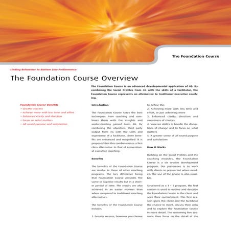 The Foundation Course Overview - Four Groups | PDF
