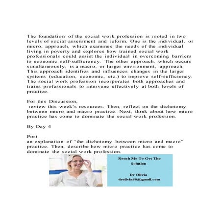 The foundation of the social work profession is rooted in two le | DOCX