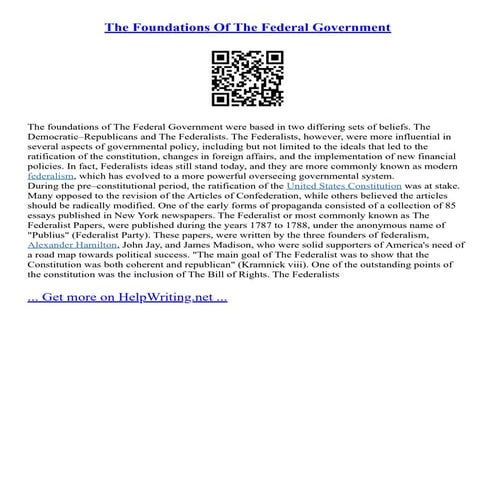 The Foundations Of The Federal Government | PDF