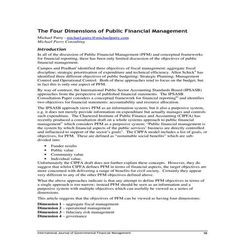 The four dimensions of public financial management | PDF