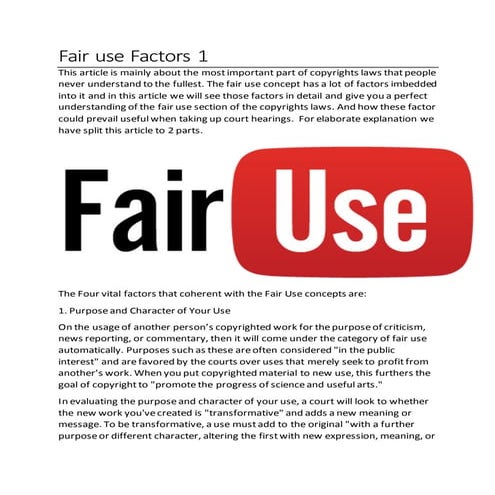 What Is Fair Use? | PPTX