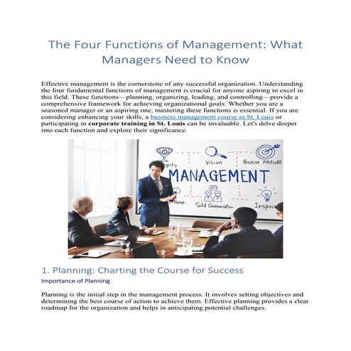 The Four Functions of Management: What Managers Need to Know | PDF ...