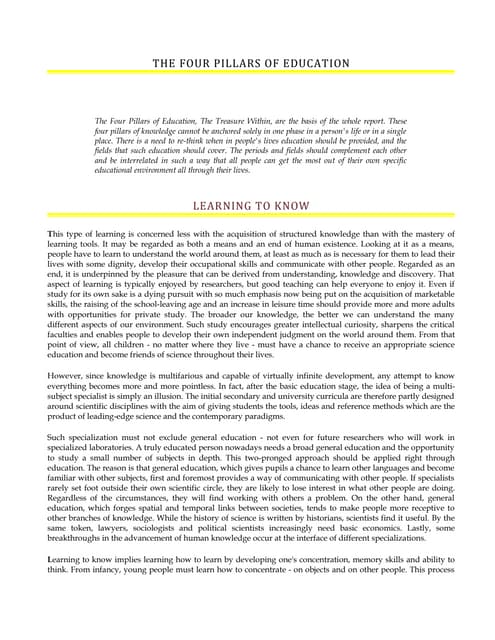 UNESCO four pillars of education | PPTX