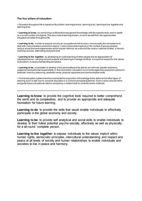 The 4 Pillars of Education | PDF