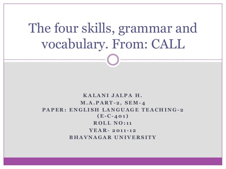 four skills of language learning slideshare