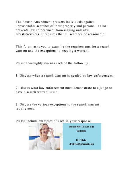 The Fourth Amendment Protects Individuals Against Unreasonable Searc Docx