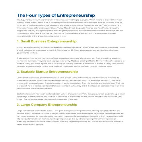 The four types of entrepreneurship | DOCX