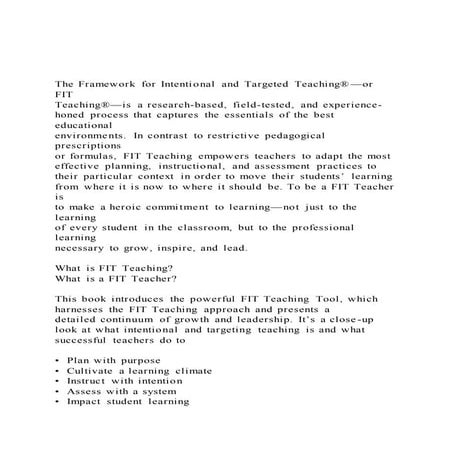The framework for intentional and targeted teaching®—or fit | DOCX