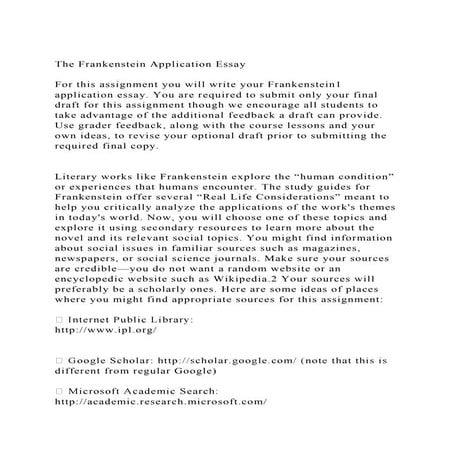 The Frankenstein Application Essay For this assignment you wil.docx