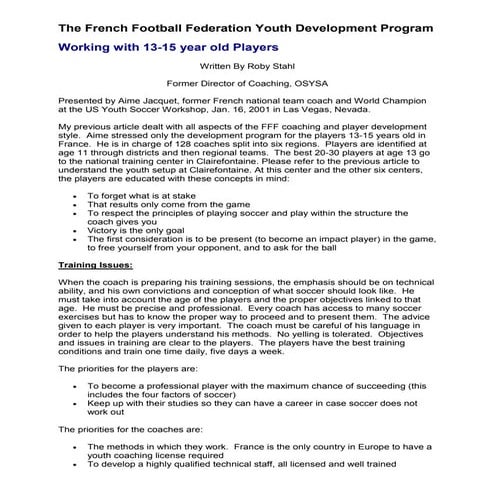The french football federation youth development program | PDF