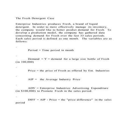 The Fresh Detergent CaseEnterprise Industries produces Fresh, | PDF