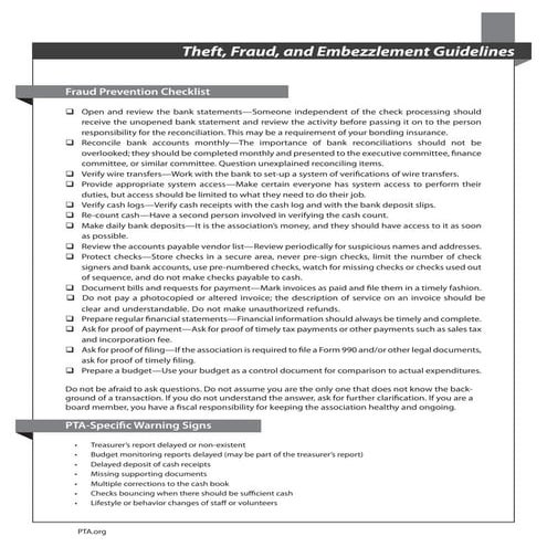 Theft, Fraud, and Embezzlement Guidelines | PDF