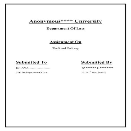 Assignment On Theft & Robbery | PDF