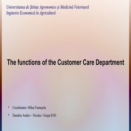 The functions of the customer care department | PPT