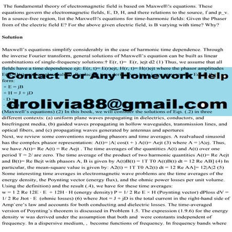 The Fundamental Theory Of Electromagnetic Field Is Based On Maxwell Pdf