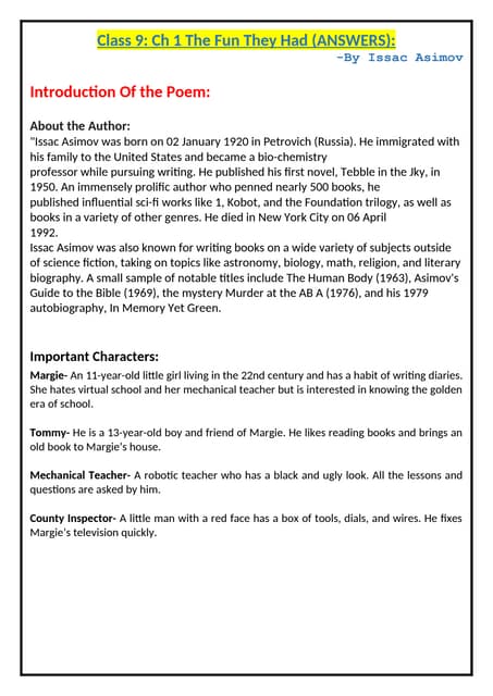 9 the fun they had | PPT