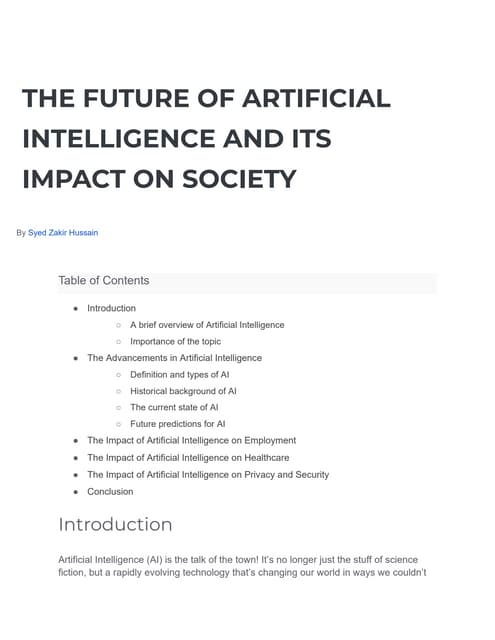 AI: how it is Changing the world today and in the future | PDF | Artificial Intelligence ...