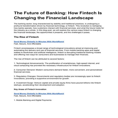 The Future of Banking- How Fintech Is Changing the Financial Landscape ...