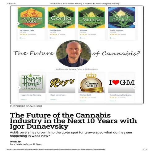 The Future of Cannabis with Igor Dunaevsky of AskGrowers.com