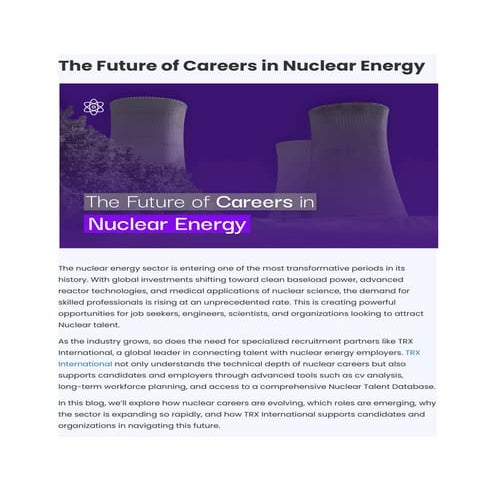 The Future of Careers in - Nuclear Energy | PDF