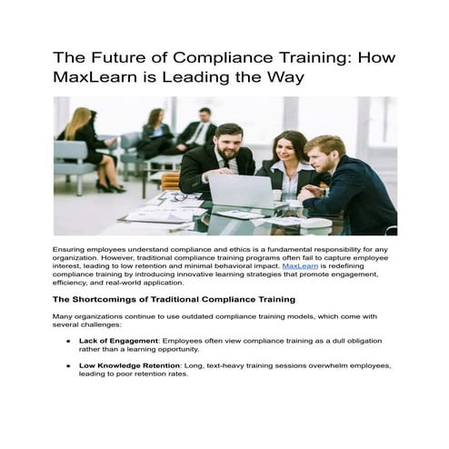 The Future of Compliance Training How MaxLearn is Leading the Way | PDF