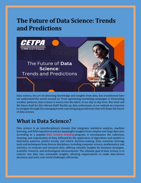 Future of Data Science, trends to know in 2025 | PDF