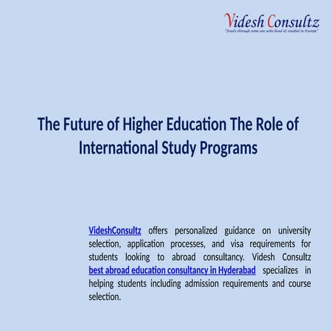 The Future of Higher Education The Role of International Study Programs | PPT