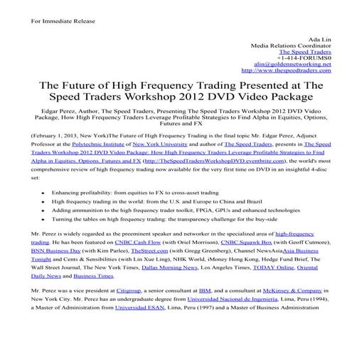 The future of high frequency trading explored with the speed traders ...