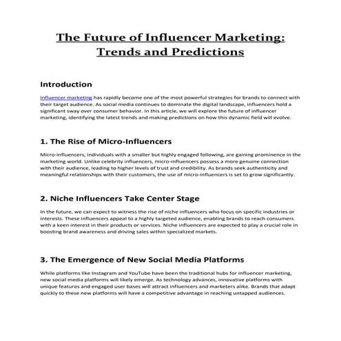 The Future of Influencer Marketing: Trends and Predictions | PDF