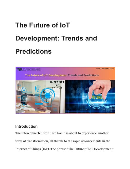 Internet of Things (IoT) - Seminar ppt | PPTX