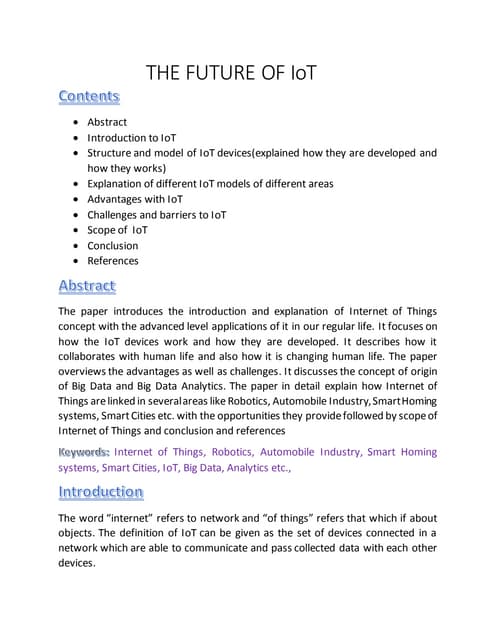 Internet of Things(IoT) - Introduction and Research Areas for Thesis | PPT