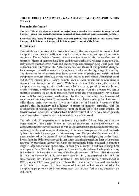 Modern means of transport | DOCX | Rail Travel | Travel Type