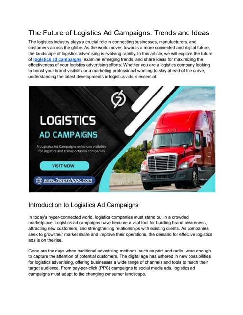 Top 5 Ideas for Logistics Ad Campaigns in India.pdf | Logistics and ...