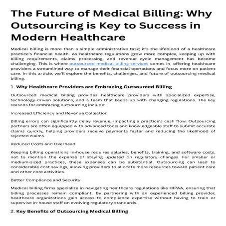 The Future of Medical Billing Why Outsourcing is Key to Success in ...