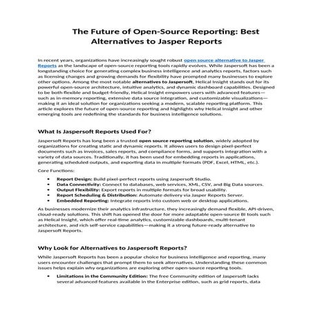 The Future of Open Source Reporting Best Alternatives to Jaspersoft.docx