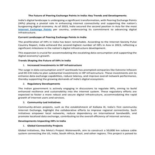 The Future of Peering Exchange Points in India: Trends and Developments ...