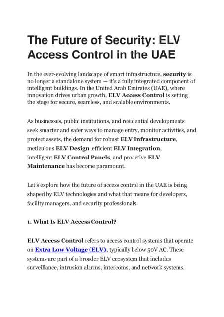 Understanding ELV System Installation: Enhancing Safety And Efficiency ...