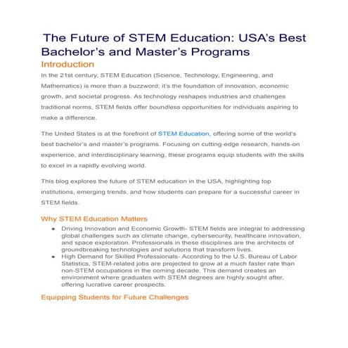 The Future of STEM Education_ USA’s Best Bachelor’s and Master’s ...