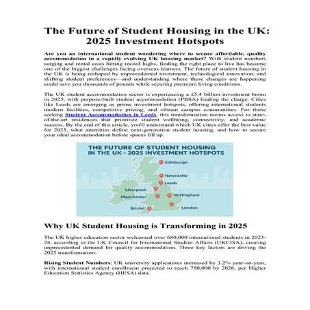 The Future of Student Housing in the UK - 2025 Investment Hotspots | PDF