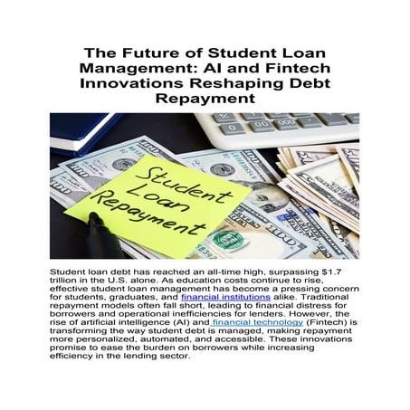 The Future of Student Loan Management AI and Fintech Innovations ...