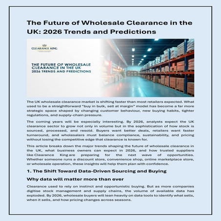 The UK Clearance Market is Being Reshaped. Are You Ready for 2026? | PDF