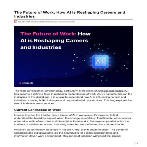 The Future of Work How AI is Reshaping Careers and Industries.pdf | Technology Industry | Industries