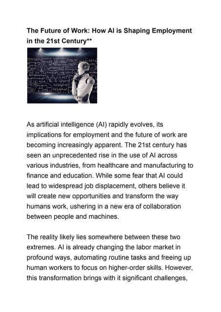 The Impact of AI on Job | PDF