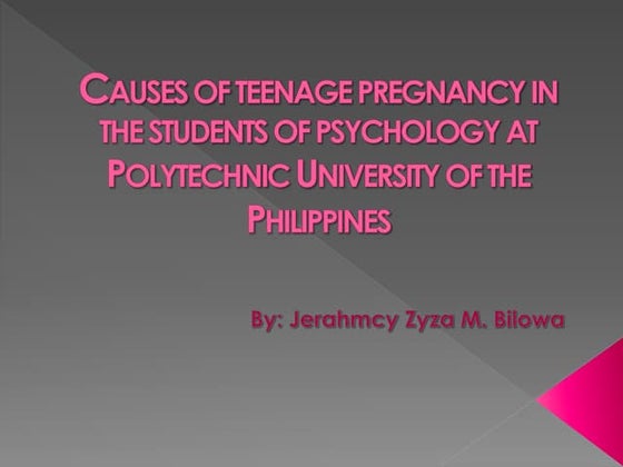 TEENAGE PREGNANCY PREVENTION AND AWARENESS | PPTX | Pregnancy ...