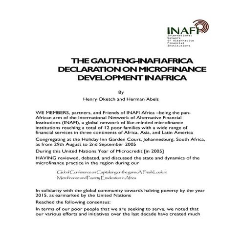 Inafi africa cotonou declaration | DOC
