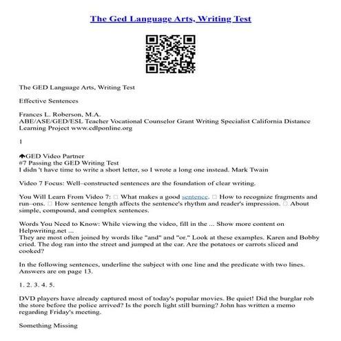 The Ged Language Arts, Writing Test | PDF