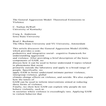 The General Aggression Model Theoretical Extensions to Violen.docx ...