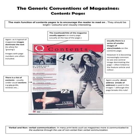 The generic conventions of magazines contents | PDF