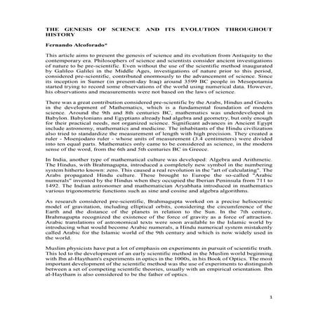 THE GENESIS OF SCIENCE AND ITS EVOLUTION THROUGHOUT HISTORY | PDF