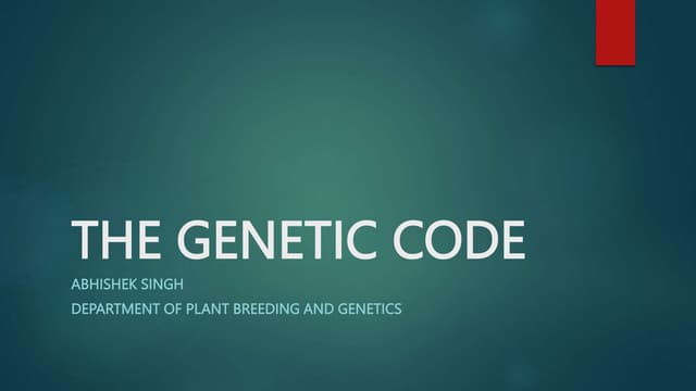 Deciphering of the genetic code | PPTX